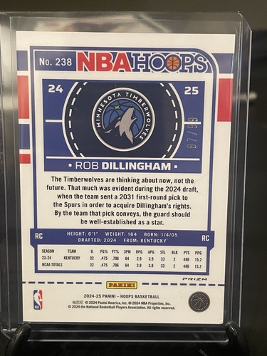 2024-2025 NBA Hoops Rob Dillingham Scope Blue Prizms /99 RC ...