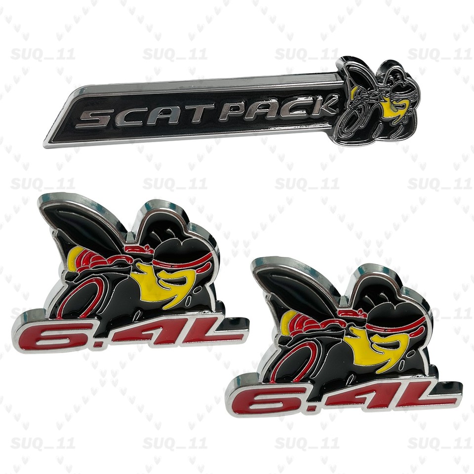 3 Pack For Challenger 6.4L Fender SCAT PACK Badge Emblem Decal ...