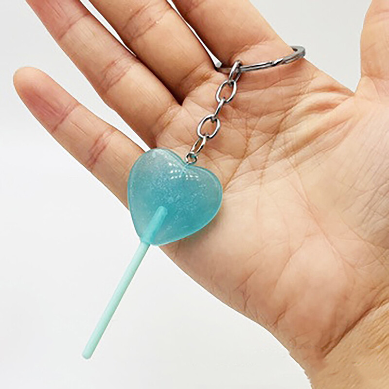 1PC Lovely Resin Love Lollipop Keychain Mini 3D Simulation Food Key ...
