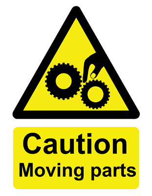 Caution Moving Parts Warning Sign Self Adhesive Sticker 160mm x 125mm ...