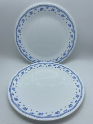 Lot Of 2 Corelle by Corning Morning Blue Dinner Plate 10.25" Vintage ...