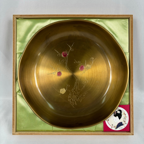 Handcrafted Japanese Copper Plate 21.5cm Plum Blossom Design Gold ...