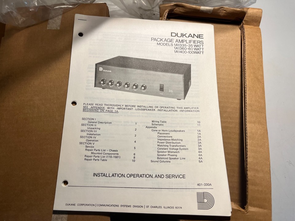 Dukane Model 1A1335 Vintage 1980 Amp Power 35 Watt | eBay