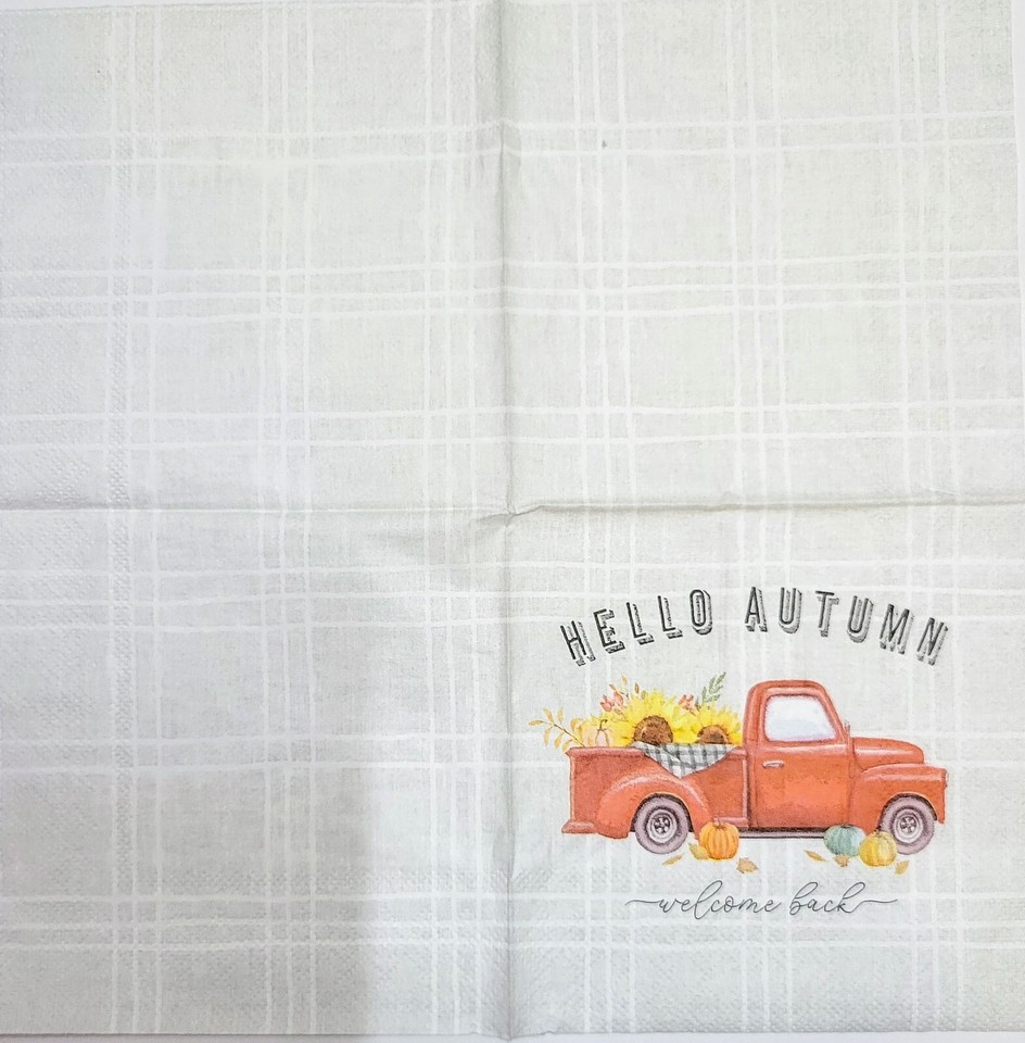 2 Individual Paper Cocktail Decoupage Napkins - 2089 Hello Autumn Red ...