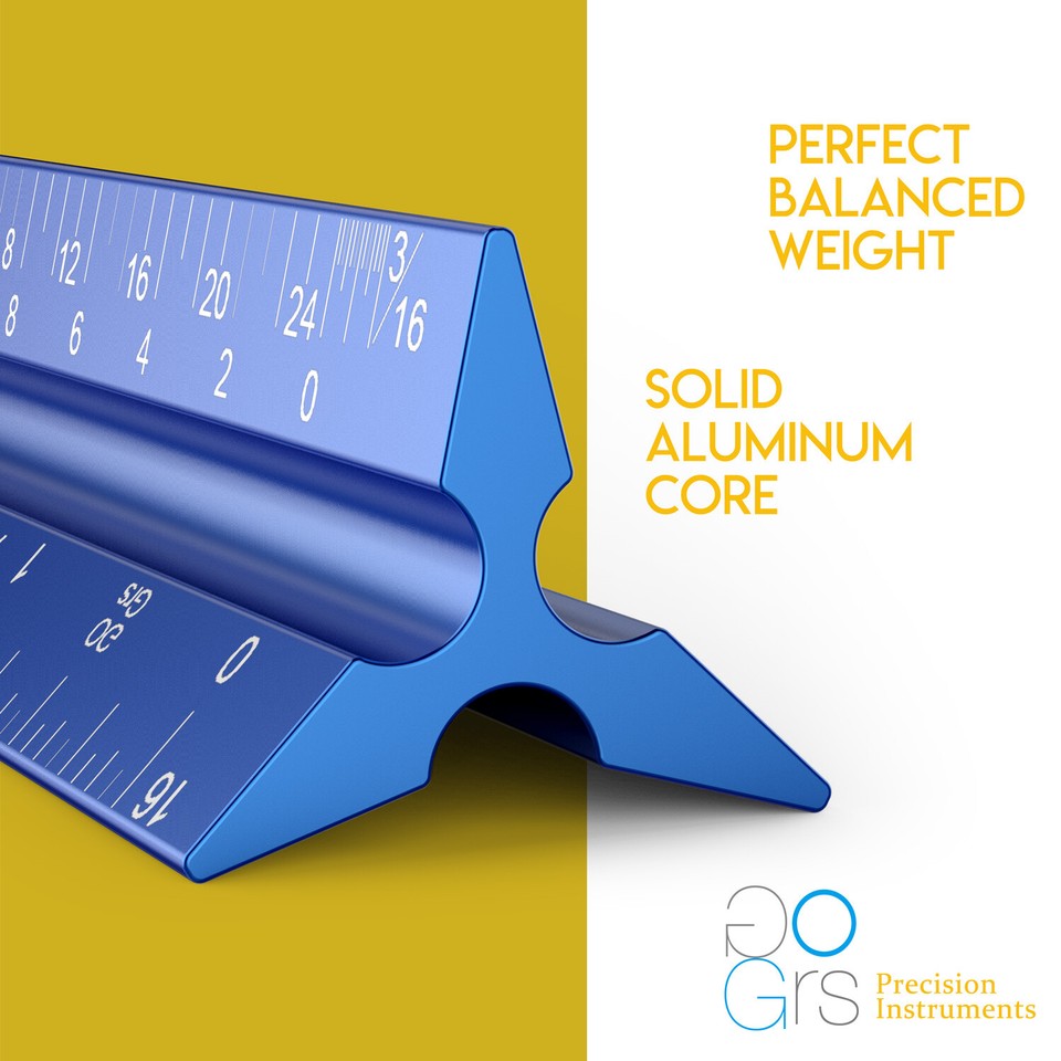 Architectural Scale Ruler, Metal Ruler of Solid Aluminum, 12 inch ...