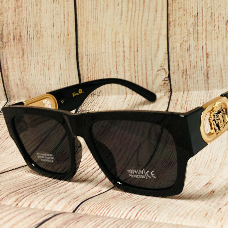Sunglasses Men Black Lens Vintage Gold Lion Head Rapper Shades New ...