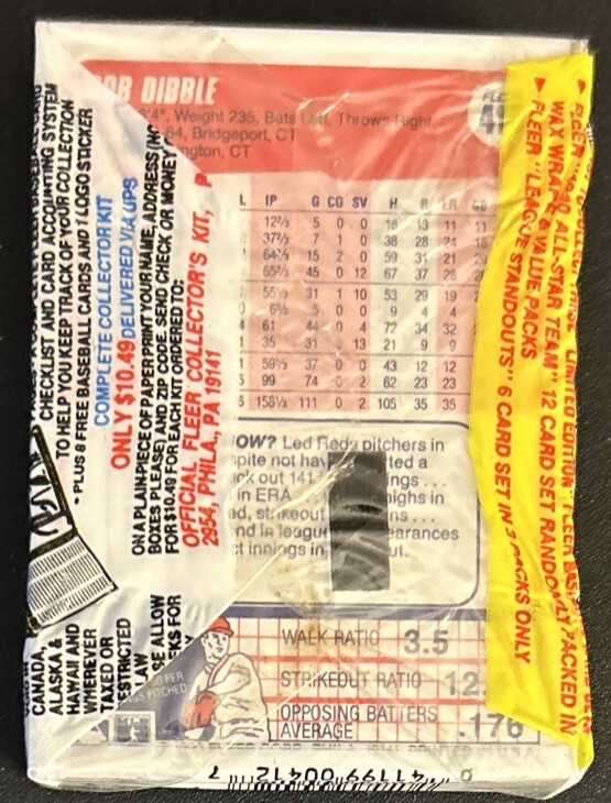 1990 Fleer Baseball Card Cello Pack Joe Boever Braves (Top) Rob Dibble ...