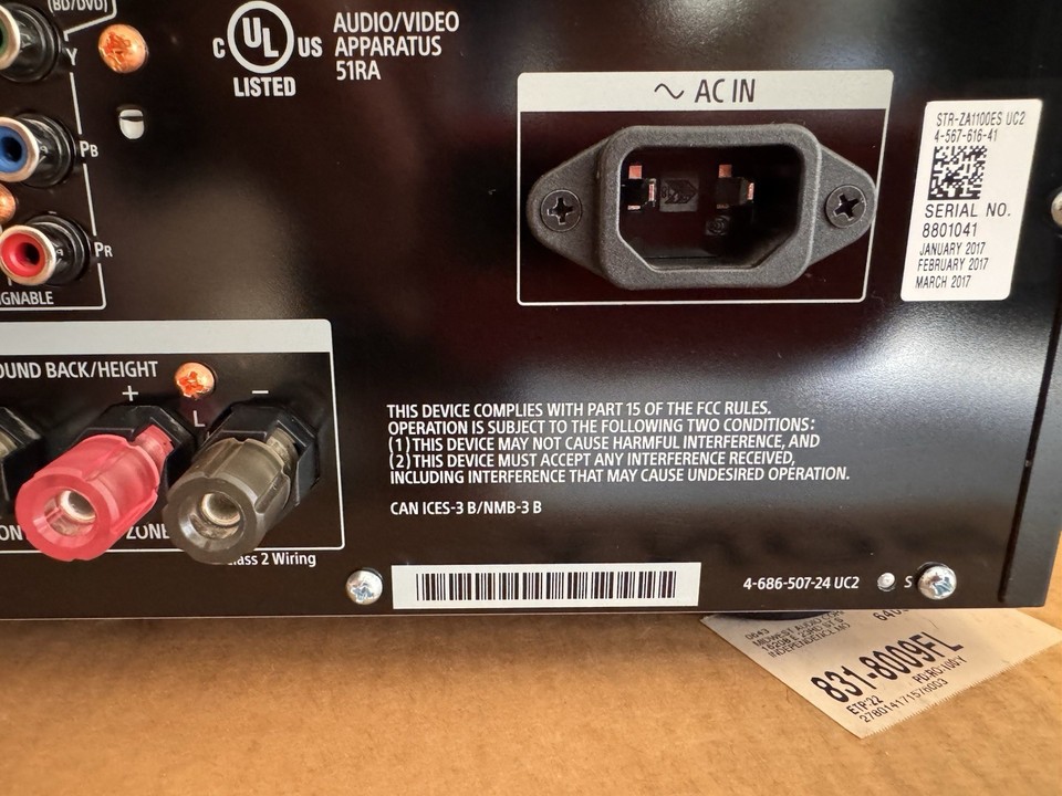 Sony STR-ZA1100ES Multi Channel AV Receiver Black AC 120V ~ 60Hz 290W ...