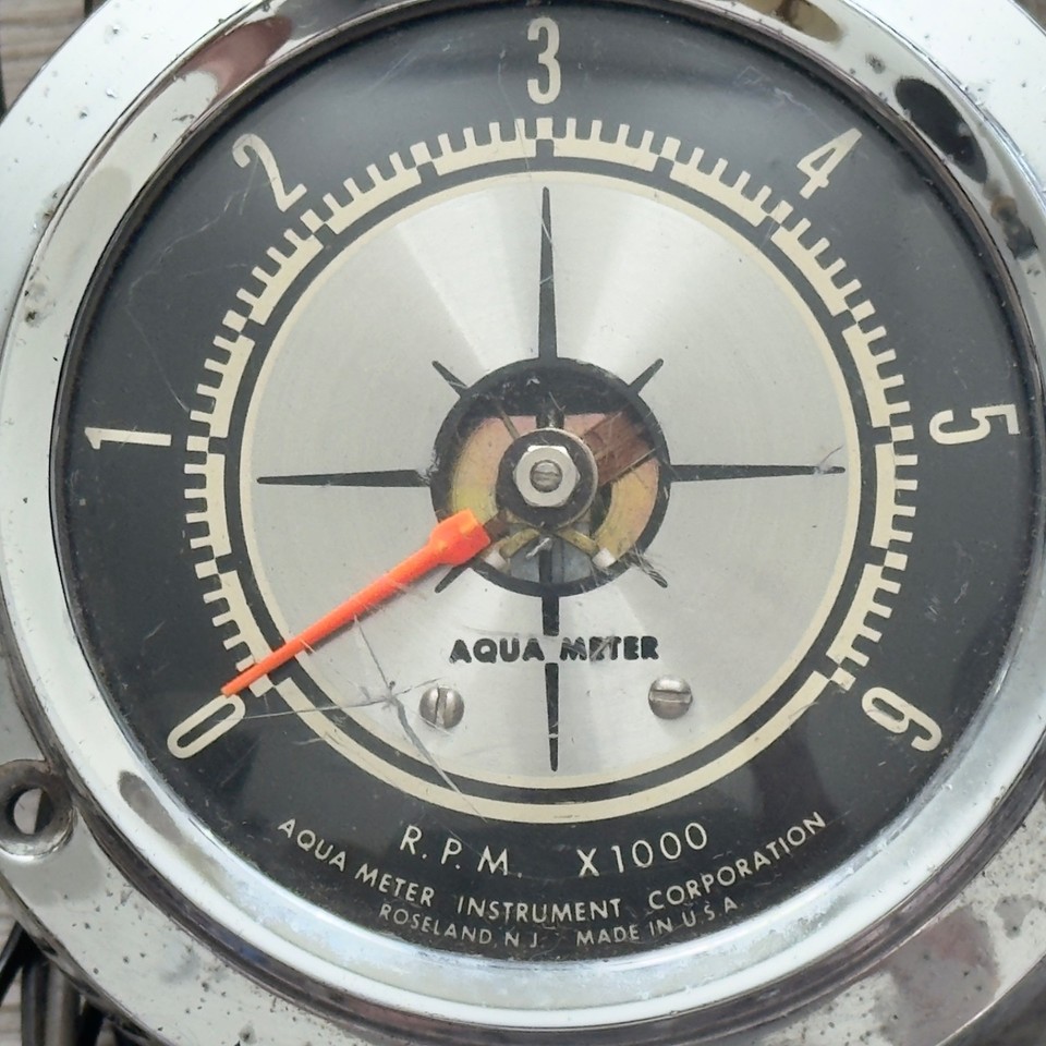 Vintage Aqua Meter Boat Tachometer 4” Chrome Marine RPM Gauge Untested ...