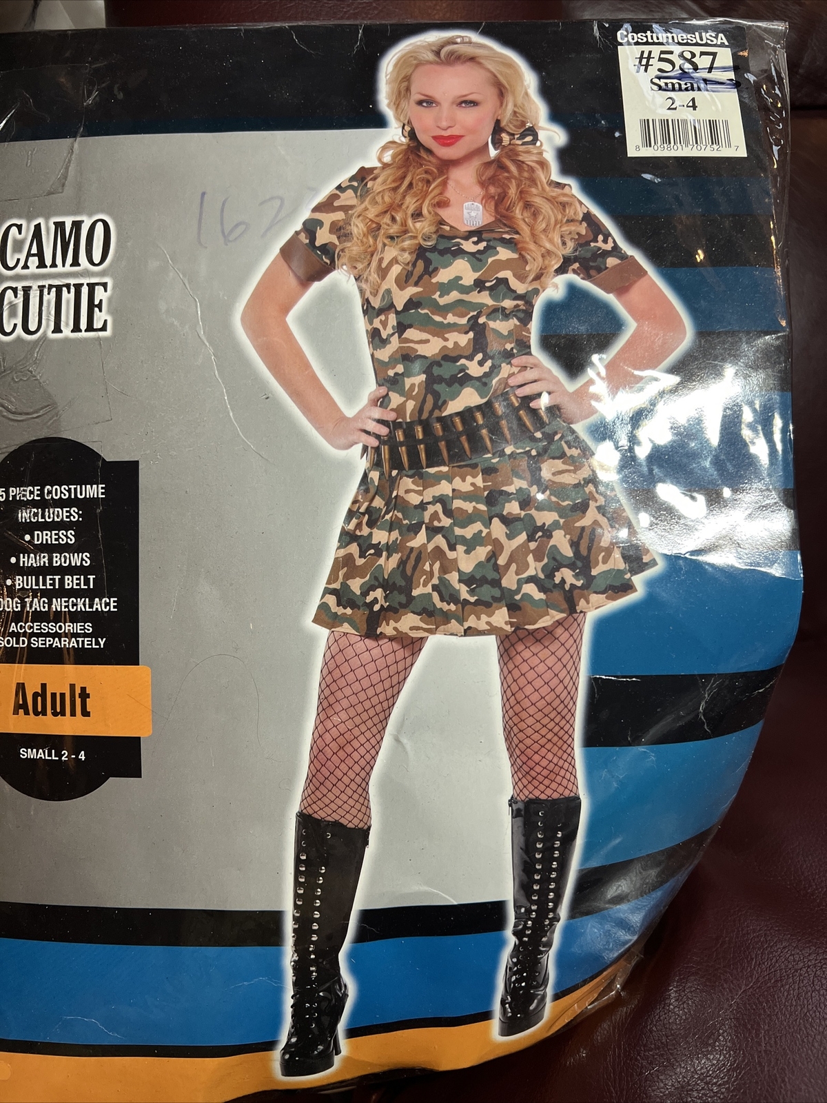 Camouflage Cutie Adult Sm. (2-4) Costume Dress with Pleated Skirt ...