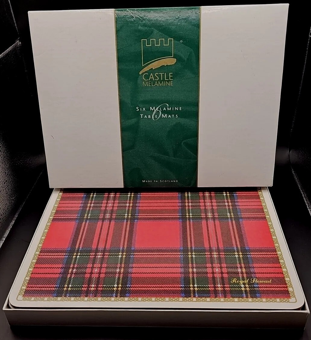 Castle Melamine Table Mats, Set/6 in Orig Box. Royal Stewart Pattern ...