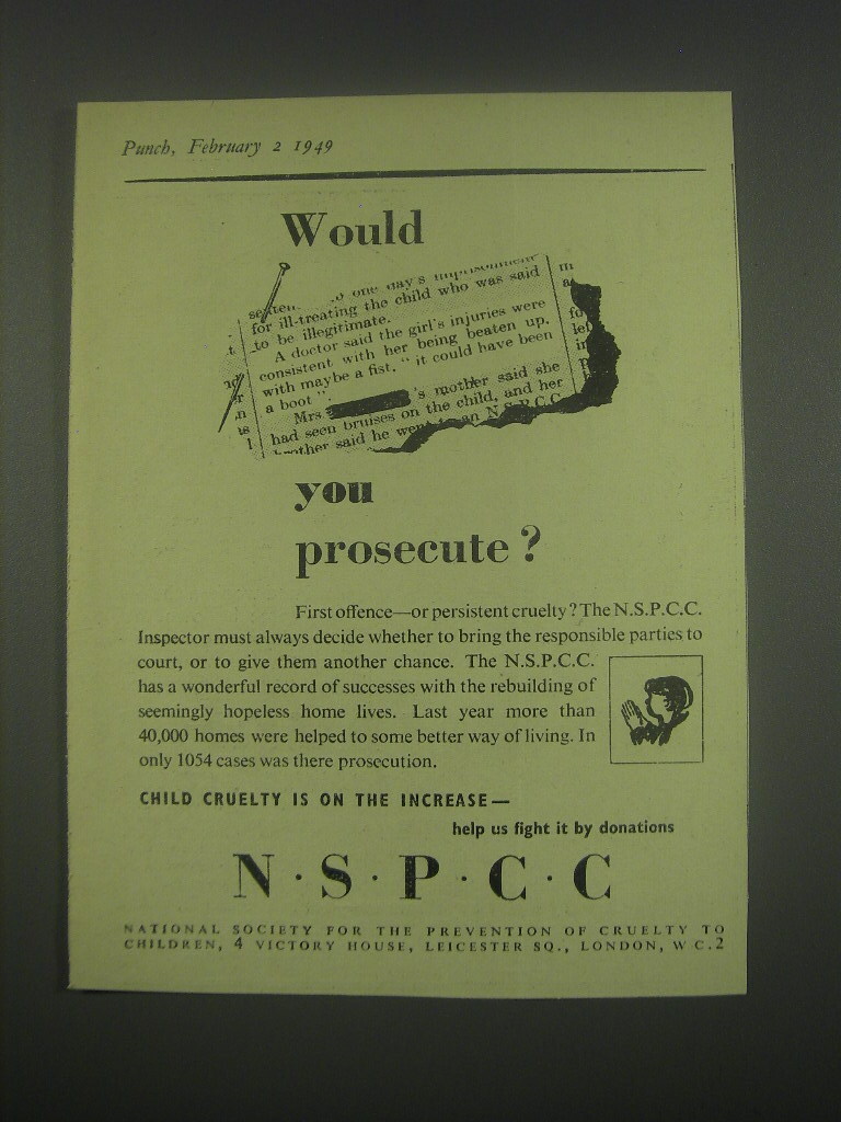 1949 NSPCC National Society for Prevention of Cruelty to Children Ad ...