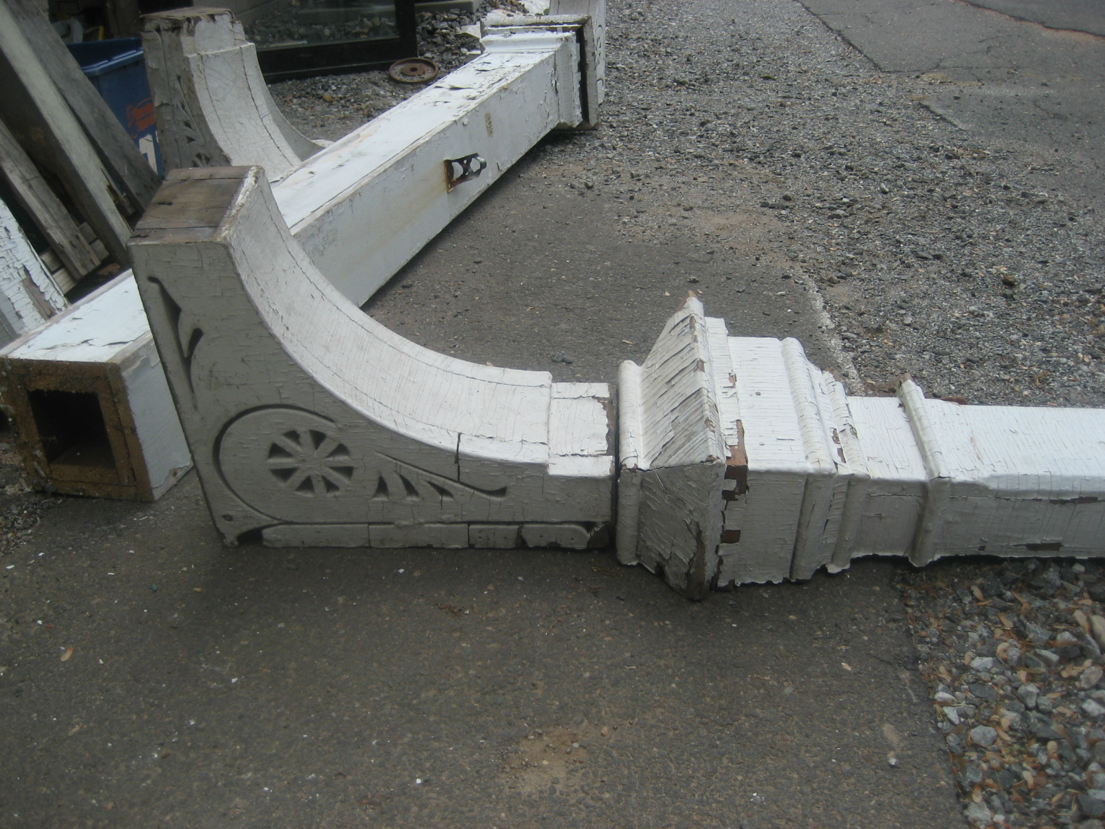 c1870-80 VICTORIAN square porch POST pier set W CORBELS & fretwork 74 ...