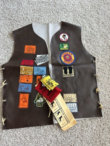 Vintage Adult Indian Guides YMCA Y-Guides Childrens Vest Leather with ...