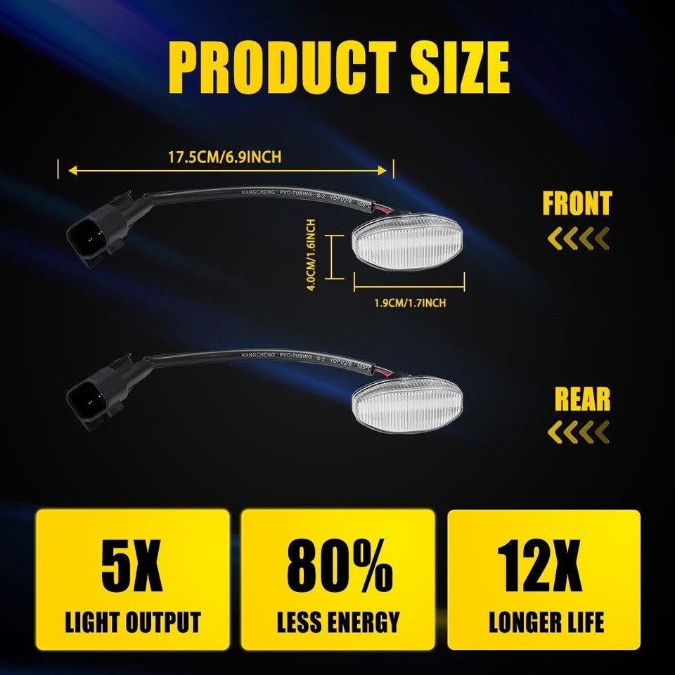 Fender Light For 2010-14 Ford F-150 F150 Raptor LED Side Marker Light ...