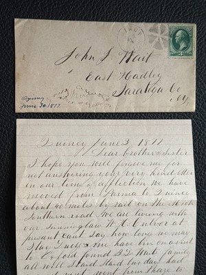 1877 QUINCY MI FANCY CANCEL +WAIT LETTER PARMA RAILROAD -EAST HADLEY ...