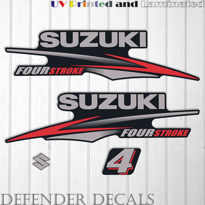 Suzuki 4hp Four Stroke outboard engine decal sticker set kit ...