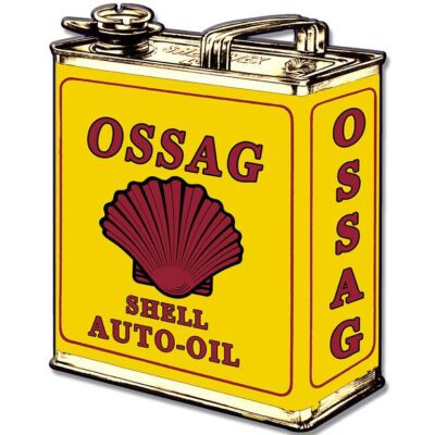 OSSAG SHELL AUTO OIL CAN SHAPED 15" HEAVY DUTY USA MADE METAL ...
