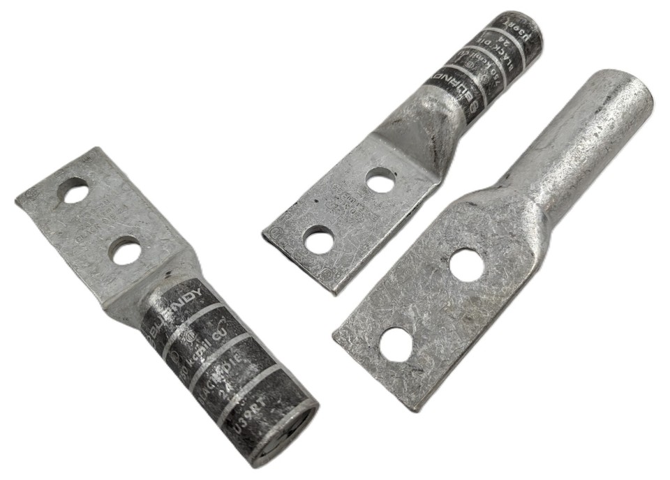 6 BURNDY YA392N 2-Hole Lug Copper Compression Connector Straight 750 ...