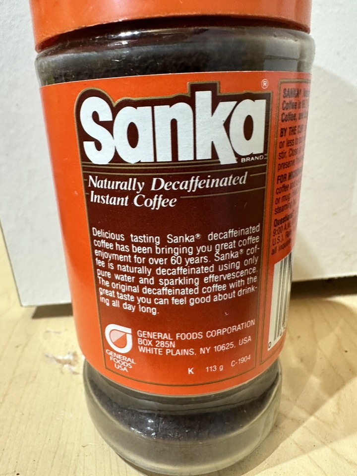 Vintage Sanka Instant Coffee 4oz Jar Container SEALED 1990’s MOVIE PROP!!!!! | eBay