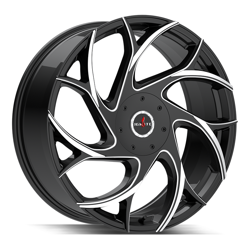 24" Inch Black Milled Tips Ignite Inferno Wheels Rims 5x114.3 5x120 +35 ...