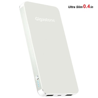 Gigastone 10000mAh Power Bank Dual Ports 5V/2.4A Stylish Silver Metal ...
