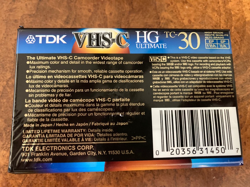 3 New SEALED TDK TC30 Blank VHS-C CAMCORDER Video Cassette Tape HG ...