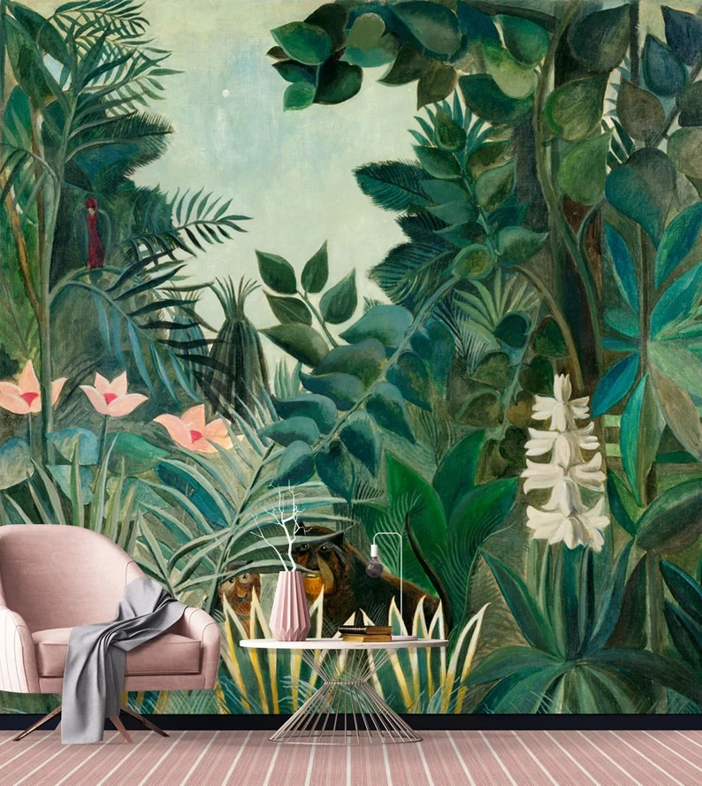 The Equatorial Jungle By Henri Rousseau Wall Mural, Wallpaper, Tropical ...