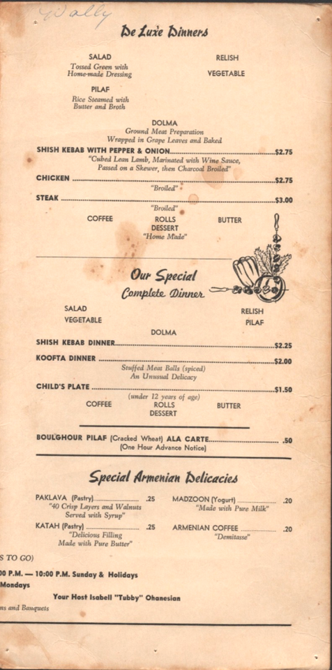 1960s HOUSE OF SHISH-KEBAB vintage restaurant dinner menu SACRAMENTO ...