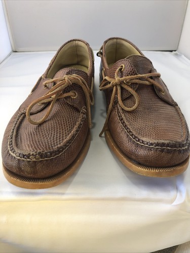 Lounge Lizards Lizard Skin Leather deck boat shoes 7 1/2M Brown | eBay