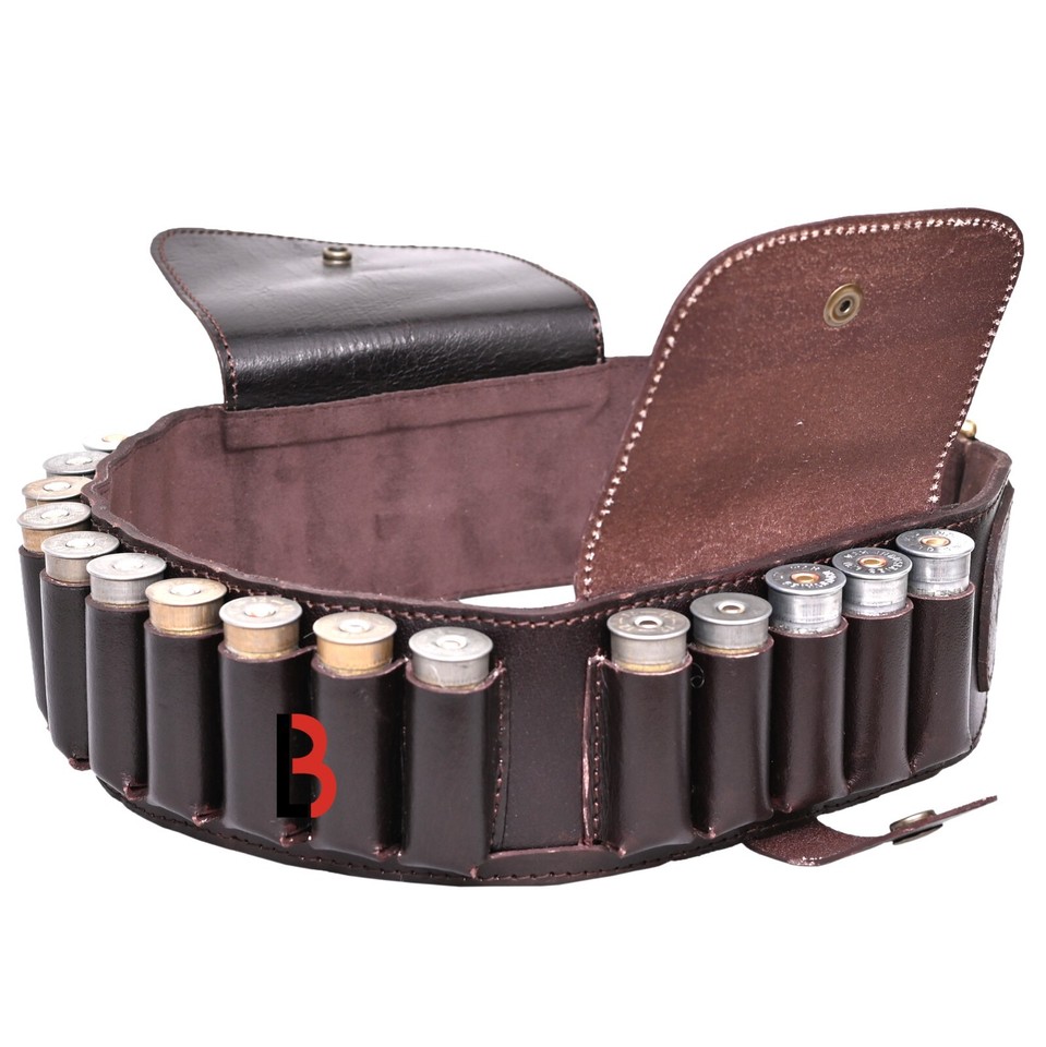Cowhide Leather Shotshell Bandolier Belt Shotgun Shell Belt Ammunition ...