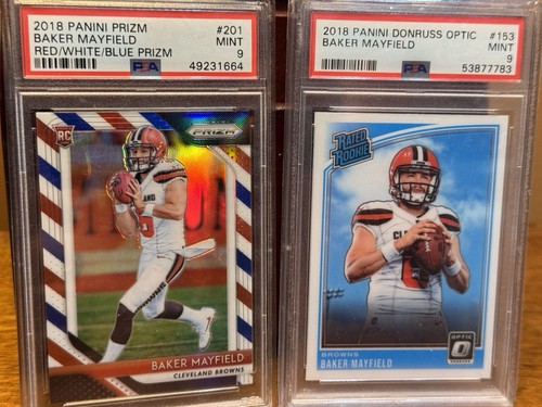 (2) LOT 2018 Panini Prizm Red White Blue Baker Mayfield RC PSA 9 Rated Rookie | eBay