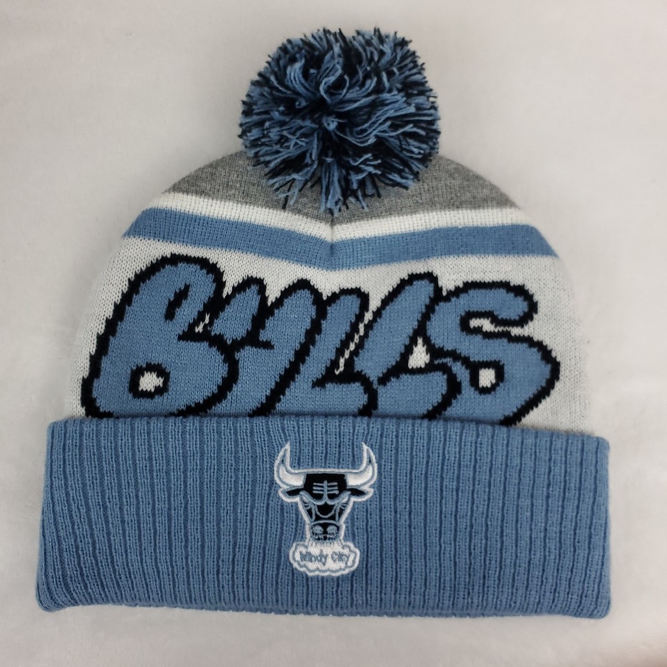 Chicago Bulls Mitchell & Ness NBA Cuff Knit Beanie Hat Cap 3D Logo Blue ...