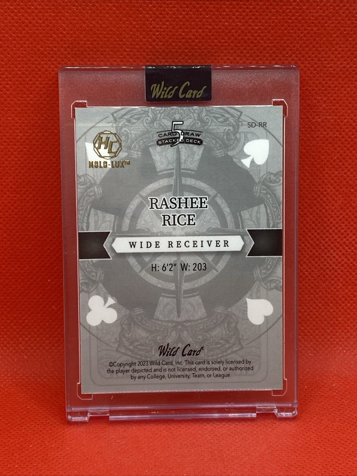 2023 Wild Card 5 Card Draw 1/1 GOLD FOIL SUPERFRACTOR RASHEE RICE RC ...