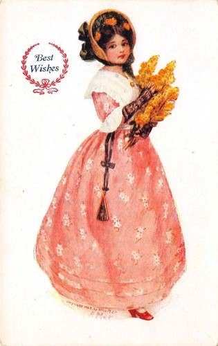 Best Wishes Girl~Bonnet~Pink Dress~Red Shoe~Lace Gloves~Flowers~Alice ...