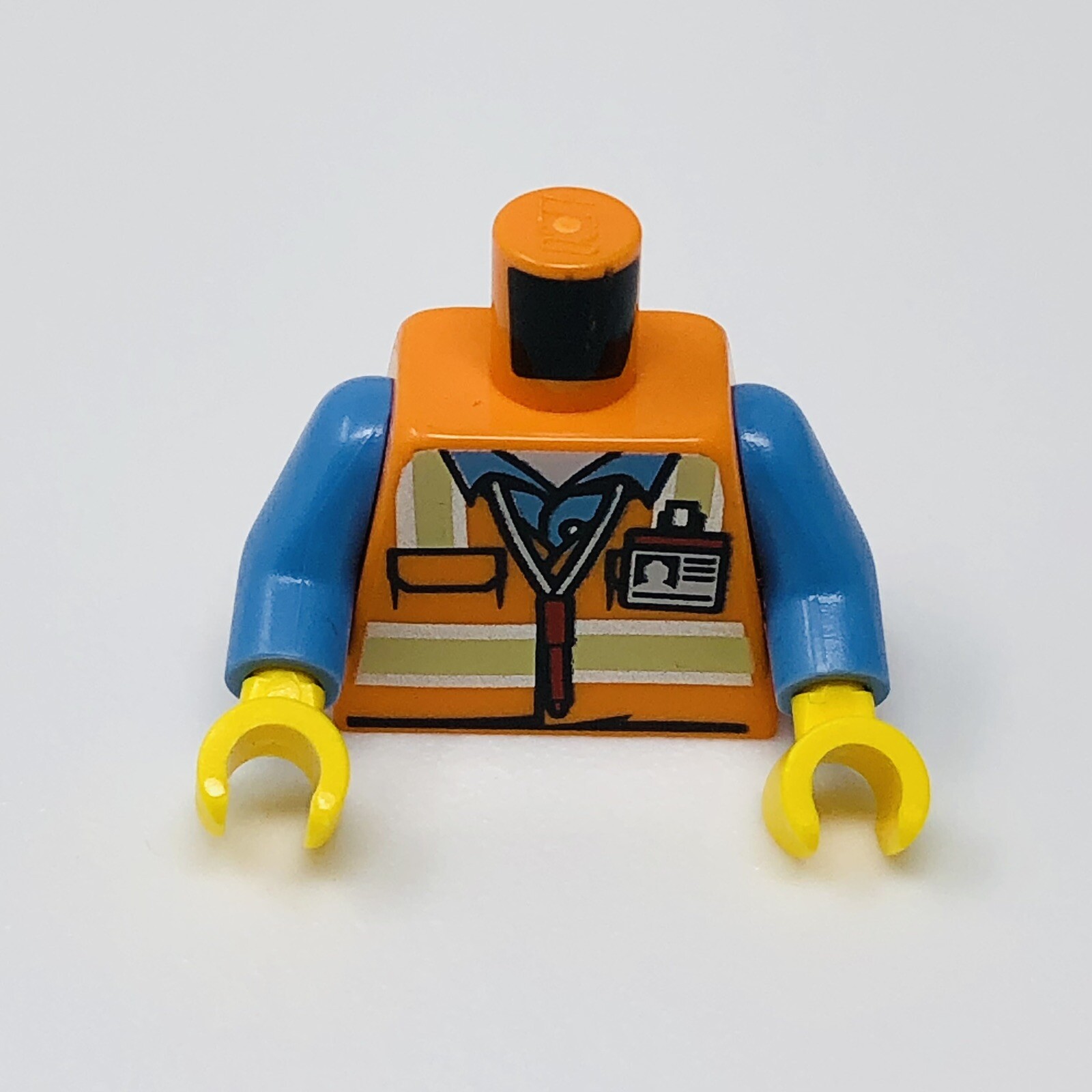 LEGO Minifigure Torso Orange Safety Vest Reflective Stripes Badge Red ...