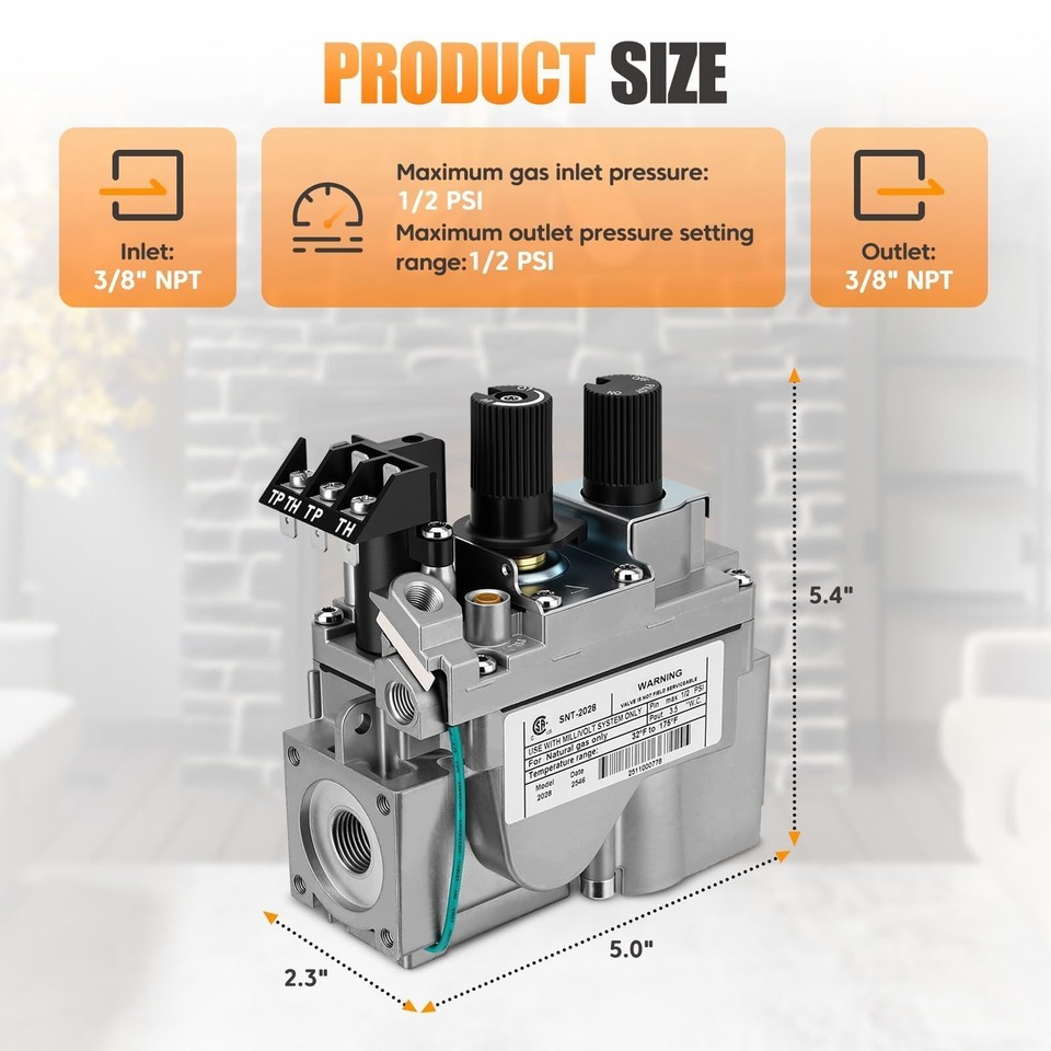 0820652 SIT-820 Natural Gas Valve for Nova Direct Vent Fireplaces ...
