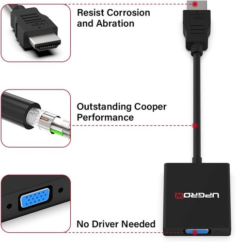 UPGROW HDMI to VGA Adapter Male Female Converter Support black | eBay