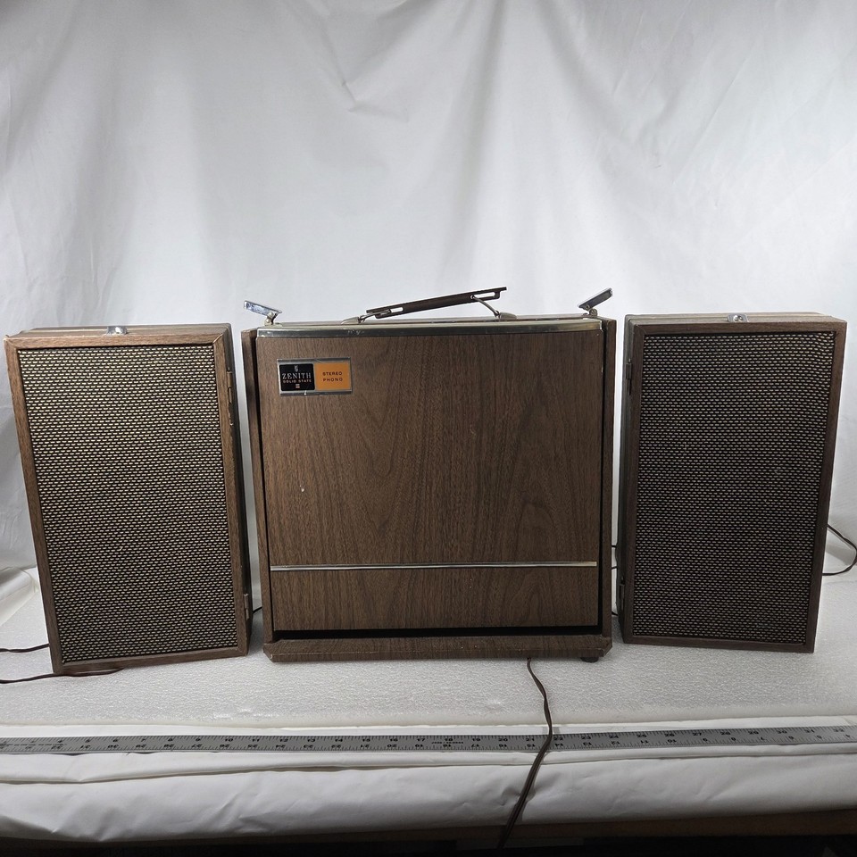 Vintage ZENITH Portable Turntable Record Player w Speakers Parts | eBay