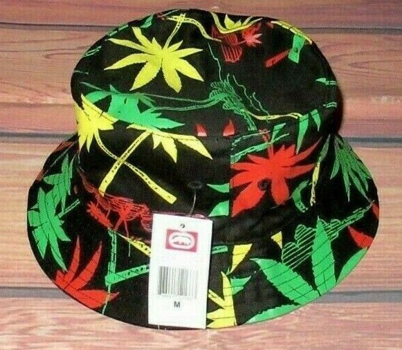 MENS ECKO UNLTD RASTA WEED BLACK BUCKET HAT SIZE M | eBay