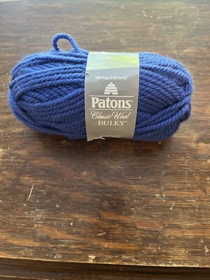 Patons Classic Wool Yarn, 3.5oz, Gauge 4 Medium, 100% Wool Royal Blue ...