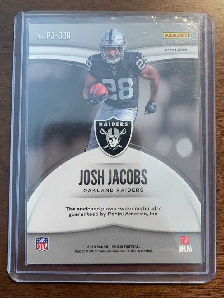 JOSH JACOBS Oakland Raiders 2019 RC Panini Prizm Premier Jersey Raiders ...