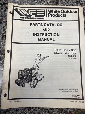 WHITE ROTO BOSS 850 PARTS AND INSTRUCTION MANUAL 432872 | eBay