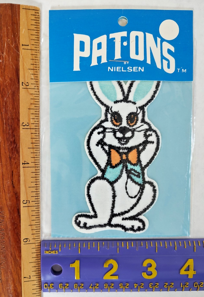 Vintage NIP NOS White Bunny Rabbit Patch 1970s Pat-Ons by Nielsen Stick ...