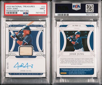 PSA 9 2022 National Treasures Penmanship Bat Autograph Josh Jung RC 86/ ...