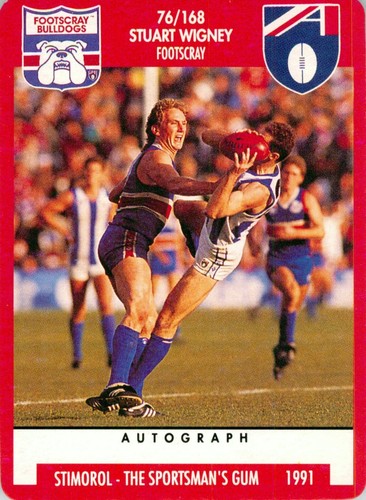1991 FOOTSCRAY BULLDOGS AFL Card STUART WIGNEY Western Scanlens | eBay
