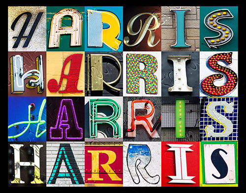 HARRIS Name Poster featuring photos of actual sign letters | eBay