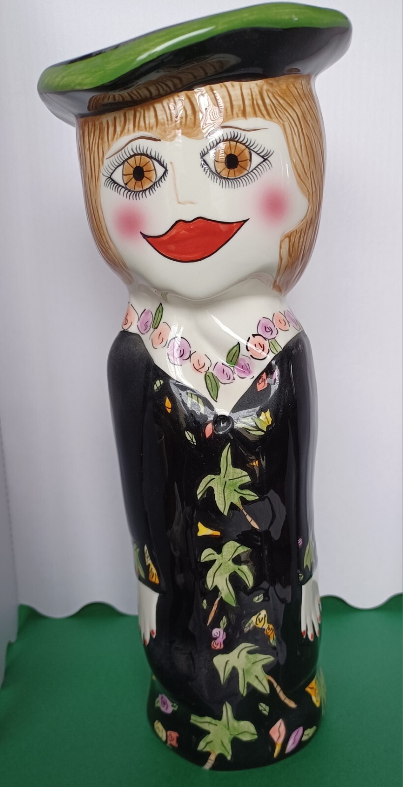 Bella Casa Susan Paley By Ganz Pearl 11 Inch Vase Black Floral Ceramic ...