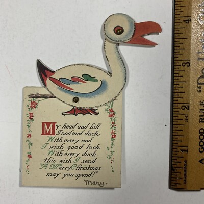 1916 Jointed Duck Christmas Card. Movable Parts William Hough Co ...