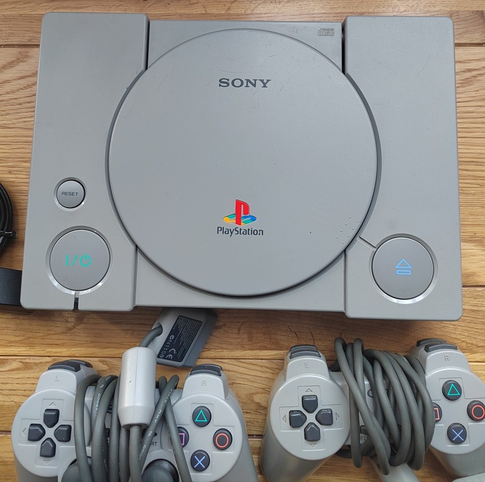 Sony PlayStation PS1 Console with 2 Controllers and Original Wires In ...